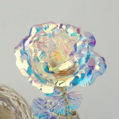 China 27cm 8.5 Cm Rose Head Colorful Eternal Rose Flower With Bear Box 24K Gold Foil for sale