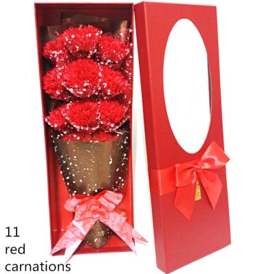 China Creative Artificial Rose Carnation Soap Flower Bouquet Gift Box Birthday Gift for sale
