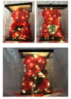China 25/40cm Simulation Artificial Rose Bear With Light For Romantic Valentine Day Gift for sale