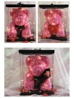 China 25/40cm Simulation Artificial Rose Bear With Light For Romantic Valentine Day Gift for sale