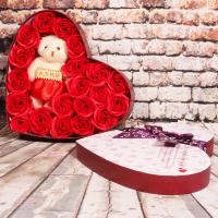 China Twenty Eternal Rose Flower Gift Boxes With Bears , Rose Shaped Soap Lightweight for sale