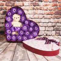 China Twenty Eternal Rose Flower Gift Boxes With Bears , Rose Shaped Soap Lightweight for sale