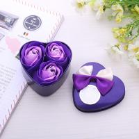 China Three Heart Shaped Iron Box Soap Rose Bouquet For Girlfriend On Valentine Day for sale