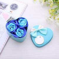 China Three Heart Shaped Iron Box Soap Rose Bouquet For Girlfriend On Valentine Day for sale