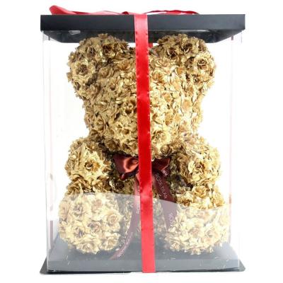 China Holding Golden Eternal Rose Flower Bear Valentine ' S Day / Christmas Gift for sale