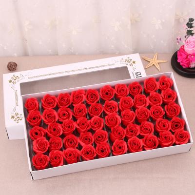 China Handmade Rose Shaped Soap Flower Head Three Layers With Base For Wedding Gifts for sale