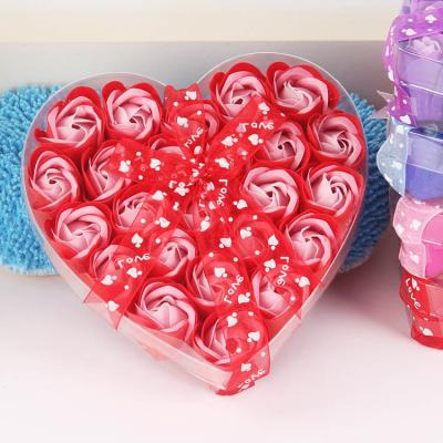 China 24 Heart Shaped Eternal Rose Flower Soap Box Festival Promotion Creative Gifts for sale