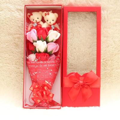 China 9 Soap Rose Bear Gift Box Soap Flower Bundle Birthday Gift For Boudoir Teacher ' S Day for sale