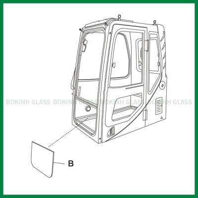 China Custom Excavator Window Glass Front Down Position B Windshield Replacement for sale