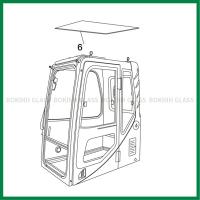 China LIUGONG Windshield Window Glass Excavator Window Replacement Sky Glass Position NO.6 for sale