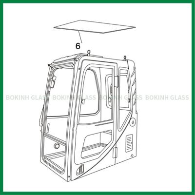 China LIUGONG Windshield Window Glass Excavator Window Replacement Sky Glass Position NO.6 for sale