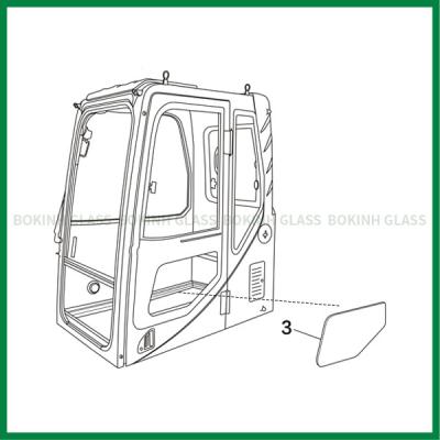 China HITACHI KOMATSU Custom Windshield Glass Left Door Lower Position NO.3 for sale