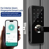 China Smart Locks Biometric Password and Fingerprint Electronic Replacement Ball Lock Aluminum or Wooden Door Lock Tuya APP for sale