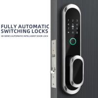 China 304 Stainless Steel Fully Automatic Intelligent Lock TUYA Wifi Application Biometric Digital Keyboard Fingerprint Door Lock for sale