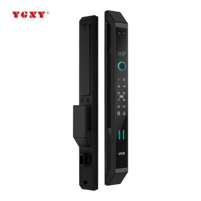 China YAGU Face Recognition Fingerprint Lock 35MM Narrow Bezel Cell Phone Tuya Aluminum Door Code Lock Automatic Smart Door Locks for sale