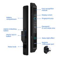 China YAGU Face Recognition Fingerprint Lock 35MM Narrow Bezel Cell Phone Tuya Aluminum Door Code Lock Automatic Smart Door Locks for sale