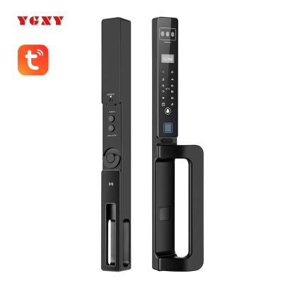 China Wholesale Face Recognition Fingerprint Lock 35MM Narrow Bezel Cell Phone Tuya Aluminum Door Code Lock Automatic Smart Door Locks for sale