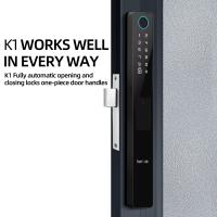China YAGU New Style 5CM Wide Slim Bezel No Handle Straight TTLOCK Automatic Digital Combination Smart Door Lock for sale