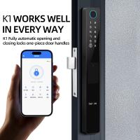 China Outdoor Waterproof New Style 5CM Wide Slim Bezel No Handle Straight TTLOCK Automatic Digital Combination Smart Door Lock for sale