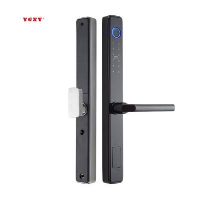 China Stainless Steel European Standard Smart Lock Outdoor Waterproof Fingerprint Lock Narrow Frame Door Aluminium Alloy Door Lock for sale