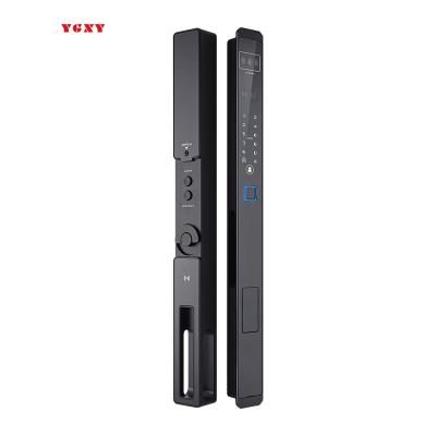 China New Style Broken Bridge Aluminum Door Ultra Narrow Ultra Thin Frame Face Recognition Palmprint Fully Automatic Smart Door Lock for sale