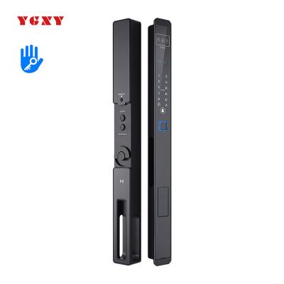 China YAGU TTLOCK Broken Bridge Aluminum Door Ultra Narrow Ultra Thin Frame Face Recognition Palmprint Fully Automatic Smart Door Lock for sale