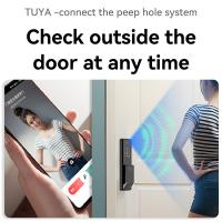China YAGU NEO Aluminum Alloy Biometric Wood Door Digital Fingerprint Lock With Camera Keyless Biometric Lock for Home Security TUYA for sale