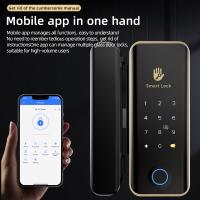 China YAGU Smart Electric Lock  Smart Wifi Digital Double Sliding Glass Door Handle Lock Tuya with Face Recognition Smart Lock for sale