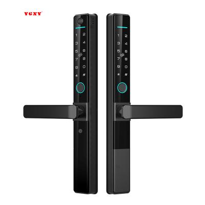 China Double Sided Fingerprint Ip65 Waterproof TUYA Application Peephole Remote Door Lock Fingerprint Code Card Key Smart Door Locks for sale