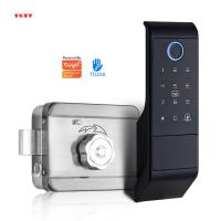 China Inteligente Ttlock Smart Door Lock Keyless Wifi Biometric Fingerprint Electric Rim Lock External Anti-theft Bull Head Lock for sale