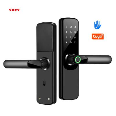 China Tuya Indoor Smart Lock Wifi Aluminum Alloy Half Face Automatic Remote Keyless Entry Fingerprint Password European Cross-border for sale