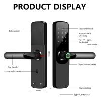 China Tuya Indoor Smart Lock Wifi Aluminum Alloy Half Face Automatic Remote Keyless Entry Fingerprint Password European Cross-border for sale