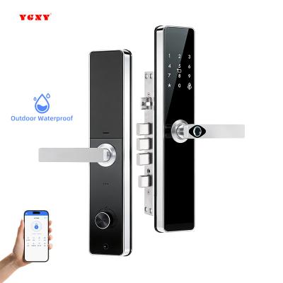 China YAGU TTlock App Factory Wholesale Waterproof Stainless Steel Smart Lock  Fingerprint Entry Door for Wood Door With Lock Handle for sale