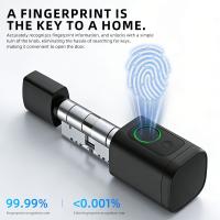 China Yagu Easy Installation Tuya App Adjustable  Fingerprint Code Key Smart Door Cylinder Lock Fingerprint Passcode Smart Lock for sale