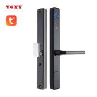 China Tuya European Standard Smart Lock Outdoor Waterproof Fingerprint Lock Narrow Frame Door Aluminium Alloy Door Lock for sale