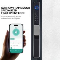China Tuya European Standard Smart Lock Outdoor Waterproof Fingerprint Lock Narrow Frame Door Aluminium Alloy Door Lock for sale