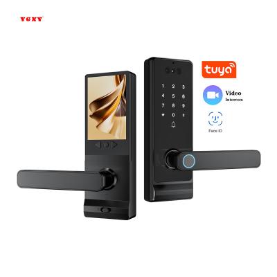 China 3D Face Recognition Aluminum Alloy Tuya Wifi Smart Digital Lock Easy Install  Door Lock Camera Keyless Card Inteligente Locks for sale