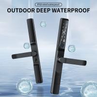 China Short Handle Steel European Standard Smart Lock Outdoor Waterproof Fingerprint Lock Narrow Frame Door Aluminium Alloy Door Lock for sale
