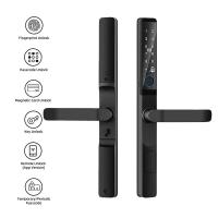 China Short Handle Steel European Standard Smart Lock Outdoor Waterproof Fingerprint Lock Narrow Frame Door Aluminium Alloy Door Lock for sale