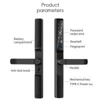 China Short Handle Steel European Standard Smart Lock Outdoor Waterproof Fingerprint Lock Narrow Frame Door Aluminium Alloy Door Lock for sale