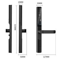 China Short Handle Steel European Standard Smart Lock Outdoor Waterproof Fingerprint Lock Narrow Frame Door Aluminium Alloy Door Lock for sale