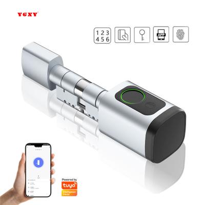 China Yagu Auto-lock Tuya APP Smart Lock Cylinder Home Apartment High Security Adjustable Length Code Keypad Electronic E-cylinder for sale