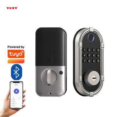 China TUYA Tuya Ble App Deadbolt Lock Intelligent Automatic Smart Locks Biometric Fingerprint Smart Front Door Lock for sale