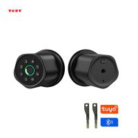 China YAGU Fingerprint Password Keyless Single Latch Tuya APP Electronic Round Smart Knob Lock Replacement Ball Lock for sale