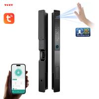 China Yagu 3D Facial Recognition Palm WiFi Graffiti Outdoor Waterproof Smart Glass Door Lock, Suitable for Aluminum Doors for sale