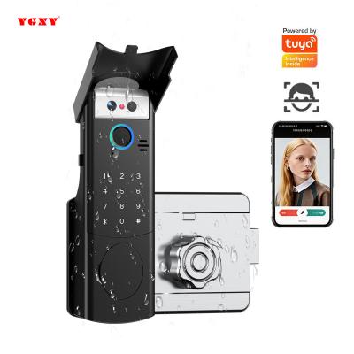 China High Waterproof Camera Intercom FACE ID Smart Frame Lock Fingerprint Password Electric Tuya Version Door Lock Exterior Lock for sale