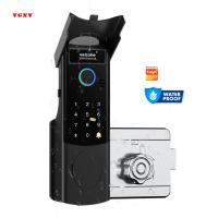 China Yagu Tuya Waterproof Smart Wheel Lock Fingerprint Password Card Electronic Lock Outdoor Bolt Lock Rust-Proof Smart Door Lock for sale
