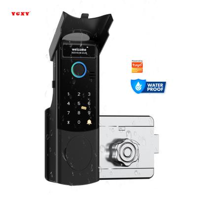China Yagu Tuya Waterproof Smart Wheel Lock Fingerprint Password Card Electronic Lock Outdoor Bolt Lock Rust-Proof Smart Door Lock for sale