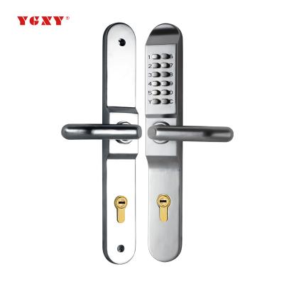 China Outdoor Double-sided Mechanical Password Lock Waterproof Not Hollow Out Aluminum Art Garden Door Garden Key Password Lock for sale