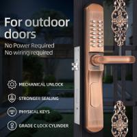 China Outdoor Waterproof Courtyard Doors No Need for Power Supply Pure Mechanical Button Password Door Lock With Key for sale